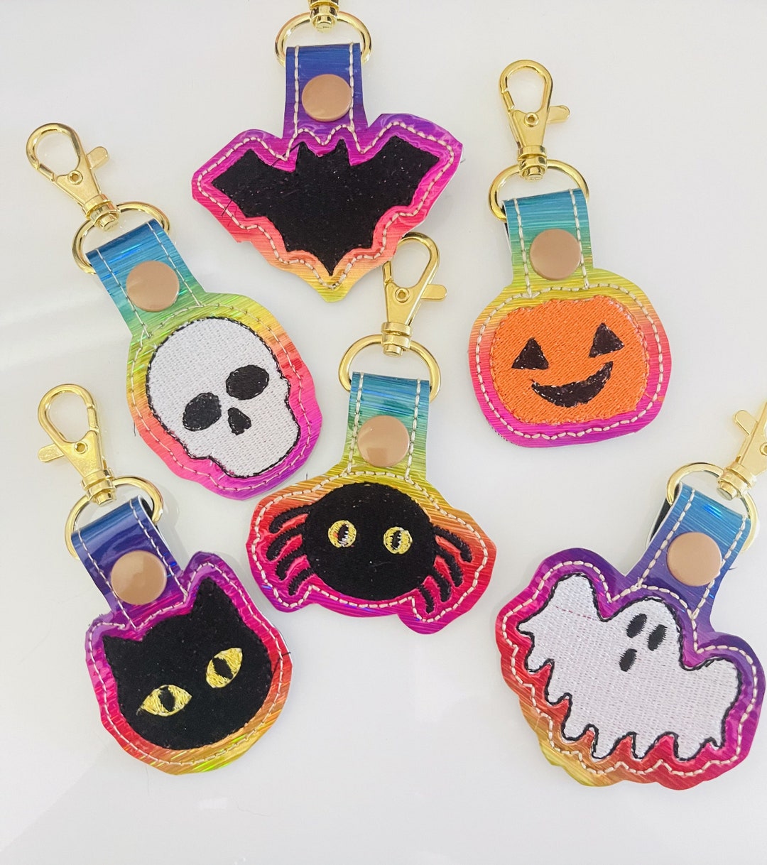 Halloween Snap Tab Embroidery Designs: Keyfob Set (digital Download) - Etsy