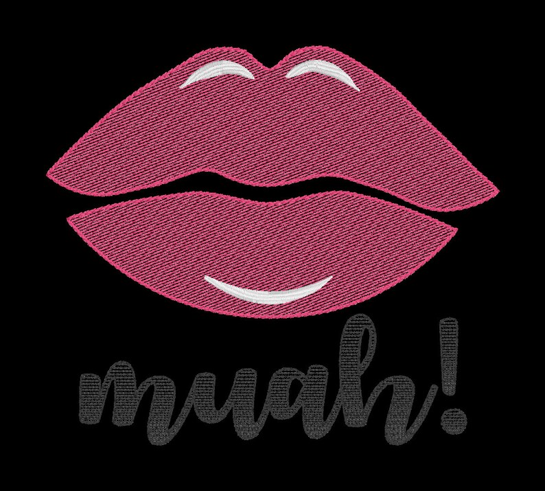 Lips Muah Embroidery Design: Sketch Word Art (digital Download) - Etsy