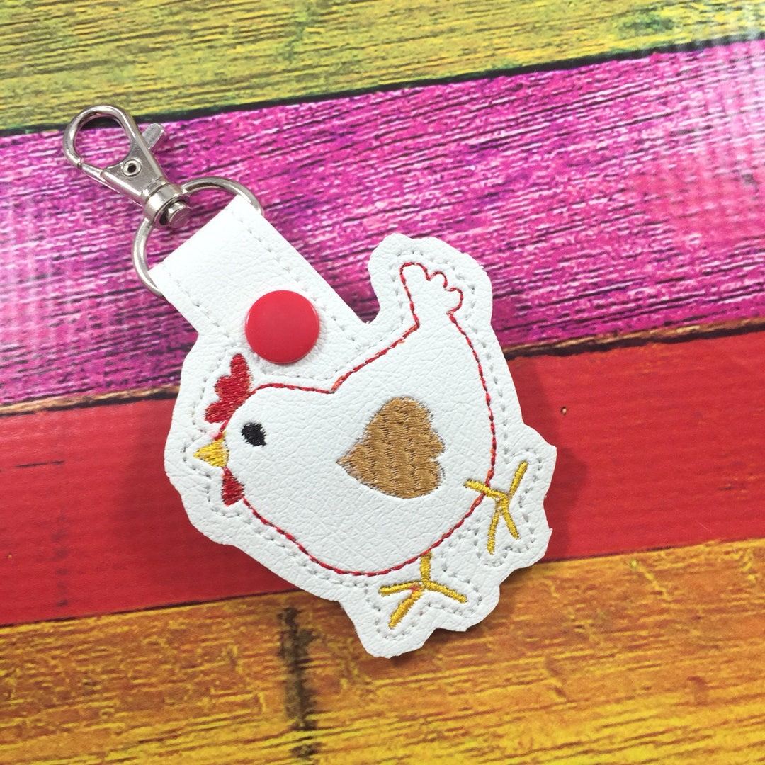 Chicken Snap Tab Embroidery Design – 4x4 Key Fob (digital Download) - Etsy