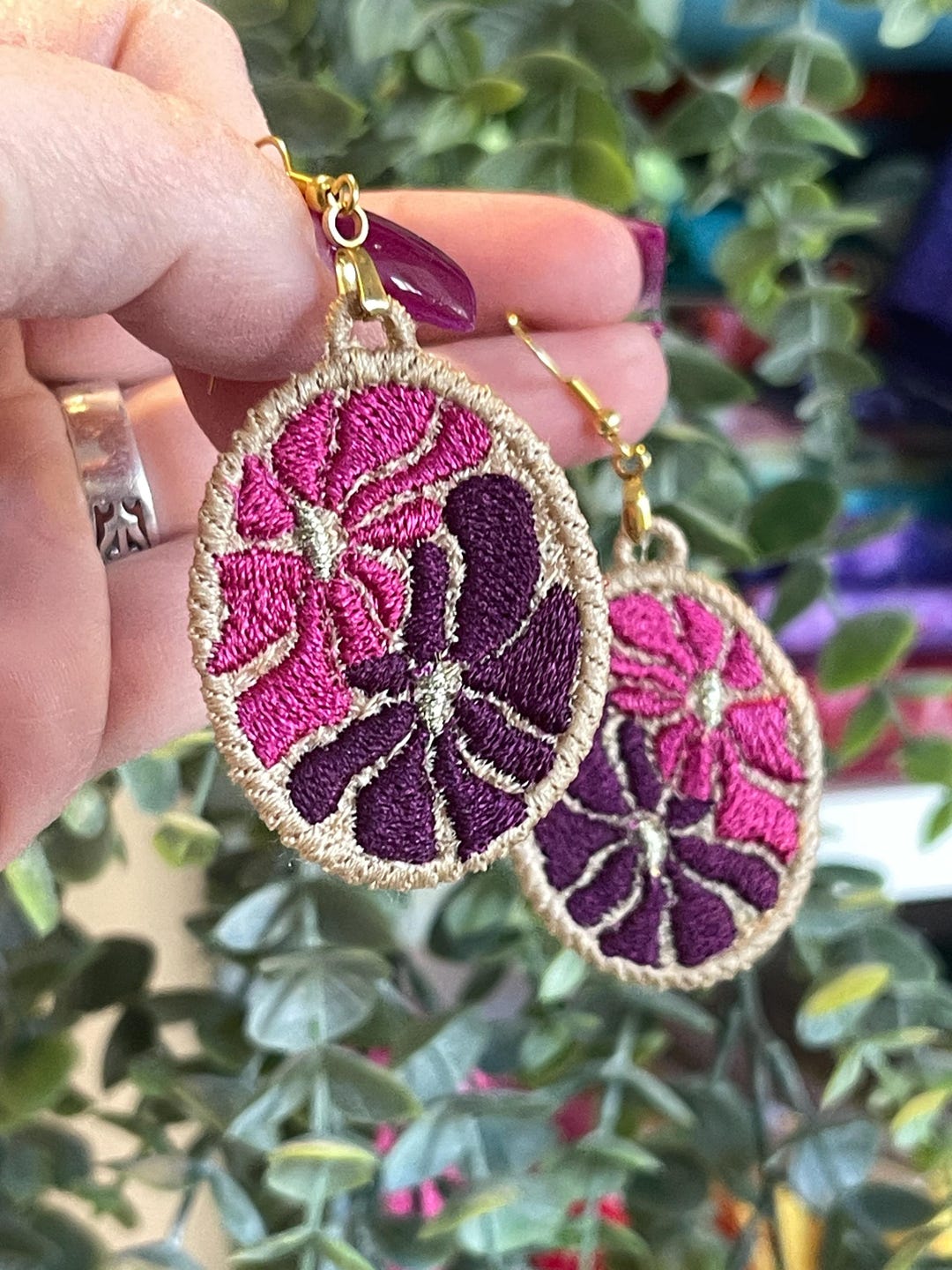 FSL Flower Earring Embroidery Design: Freestanding Lace (digital File ...