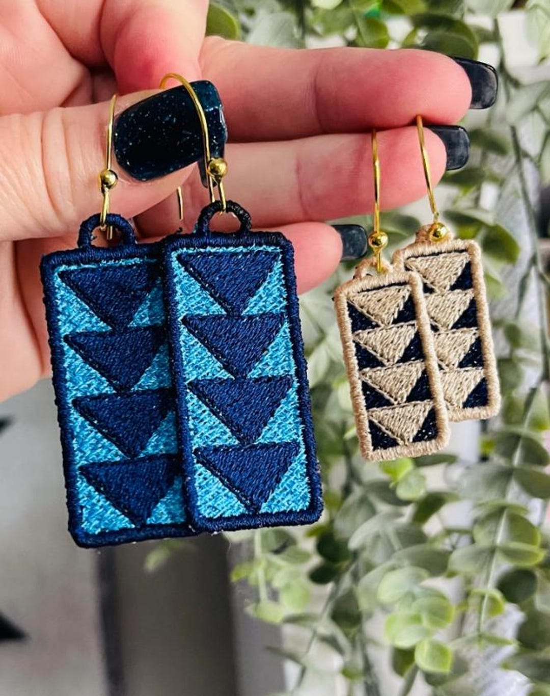 Flying Geese QUADS Quilt Block Dangle Earrings in the Hoop Freestanding ...