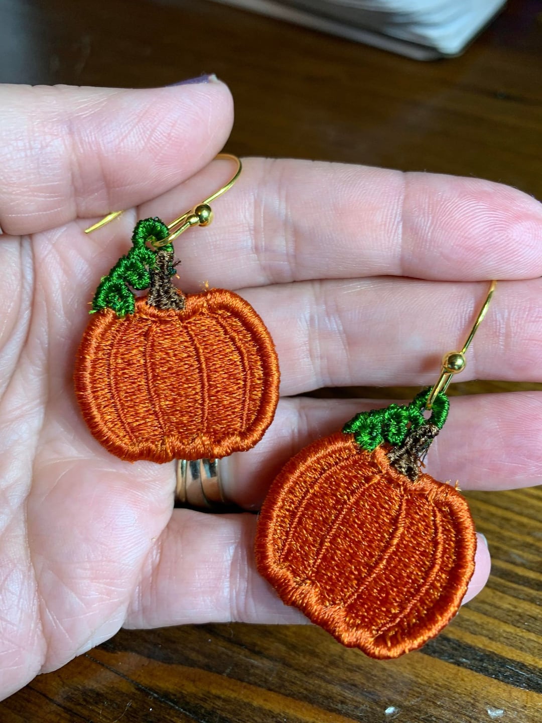 Pumpkin FSL Earrings: Machine Embroidery Design (digital Download) - Etsy
