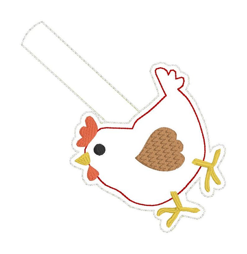 Chicken Snap Tab Embroidery Design – 4x4 Key Fob (digital Download) - Etsy