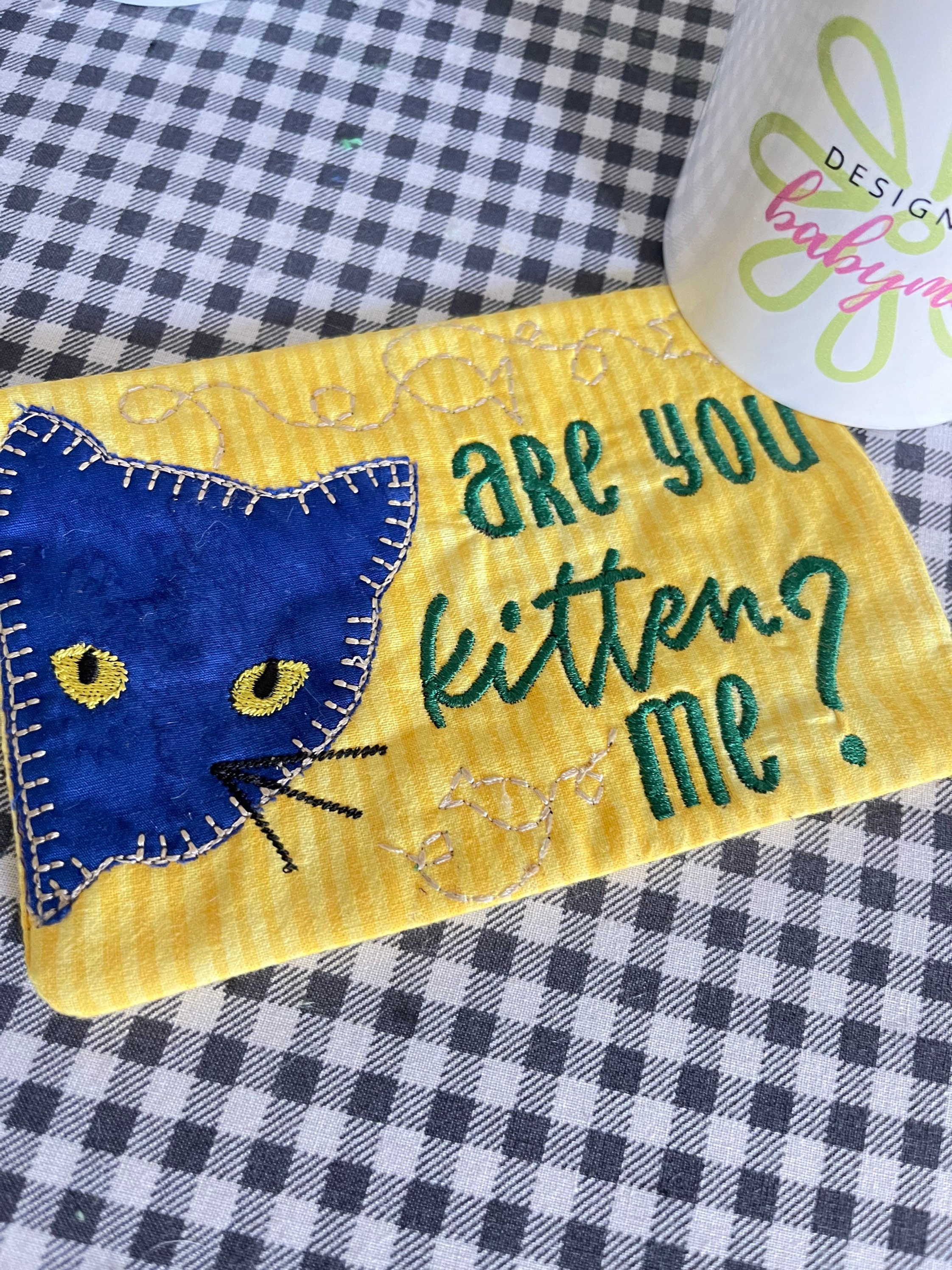 DBB Peeking Cat Mug Rug are You Kitten Me in the Hoop | Etsy