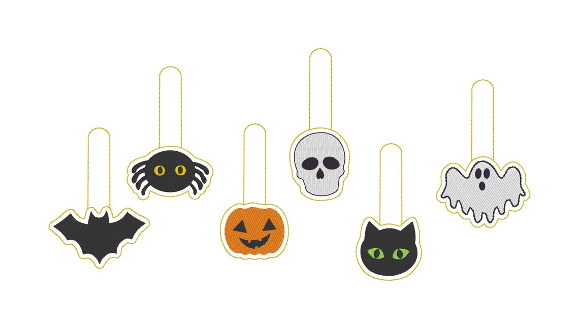 Halloween Snap Tab Embroidery Designs: Keyfob Set (digital Download) - Etsy