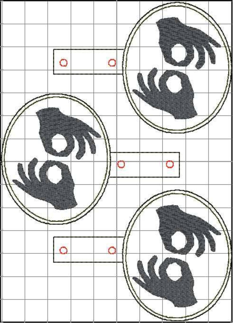 ASL Sign Language Interpreter Snap Tab: In-the-hoop Embroidery Design ...