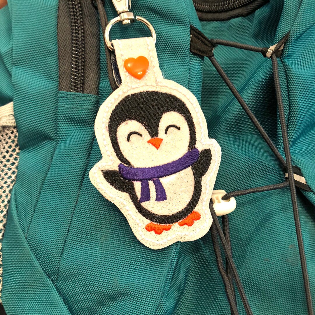 Penguin Snap Tab: ITH Embroidery Design Key Fob (4x4) - Etsy