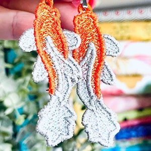 Koi Fish (carp) - in the Hoop Freestanding Lace Earrings -nautical - Cruise - FSL Earrings ...