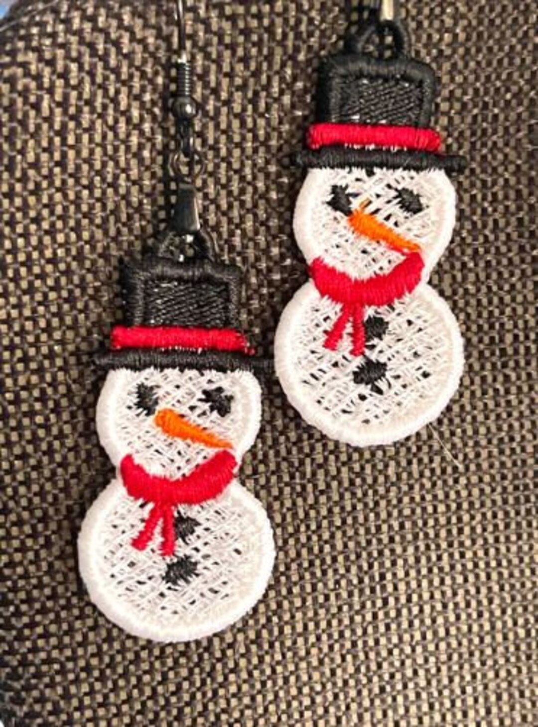 Snowman FSL Earrings - in the Hoop Freestanding Lace Earrings - Digital ...