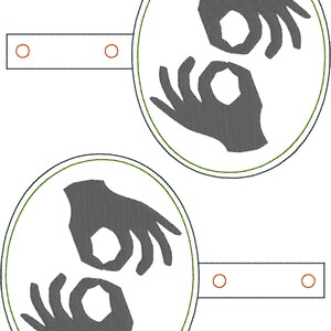 ASL Sign Language Interpreter Snap Tab: In-the-hoop Embroidery Design ...