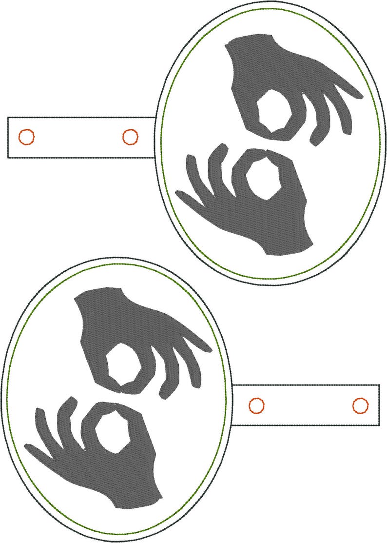ASL Sign Language Interpreter Snap Tab: In-the-hoop Embroidery Design ...