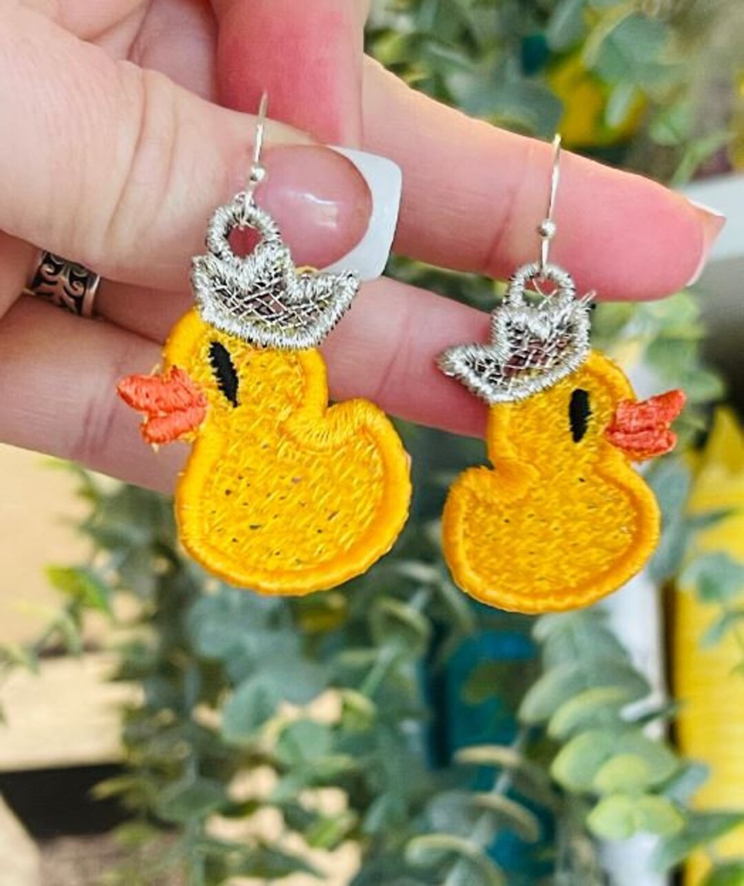 FSL Rubber Ducky Crown Earrings: Machine Embroidery Design (digital ...