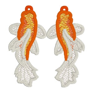 Koi Fish (carp) - in the Hoop Freestanding Lace Earrings -nautical - Cruise - FSL Earrings ...