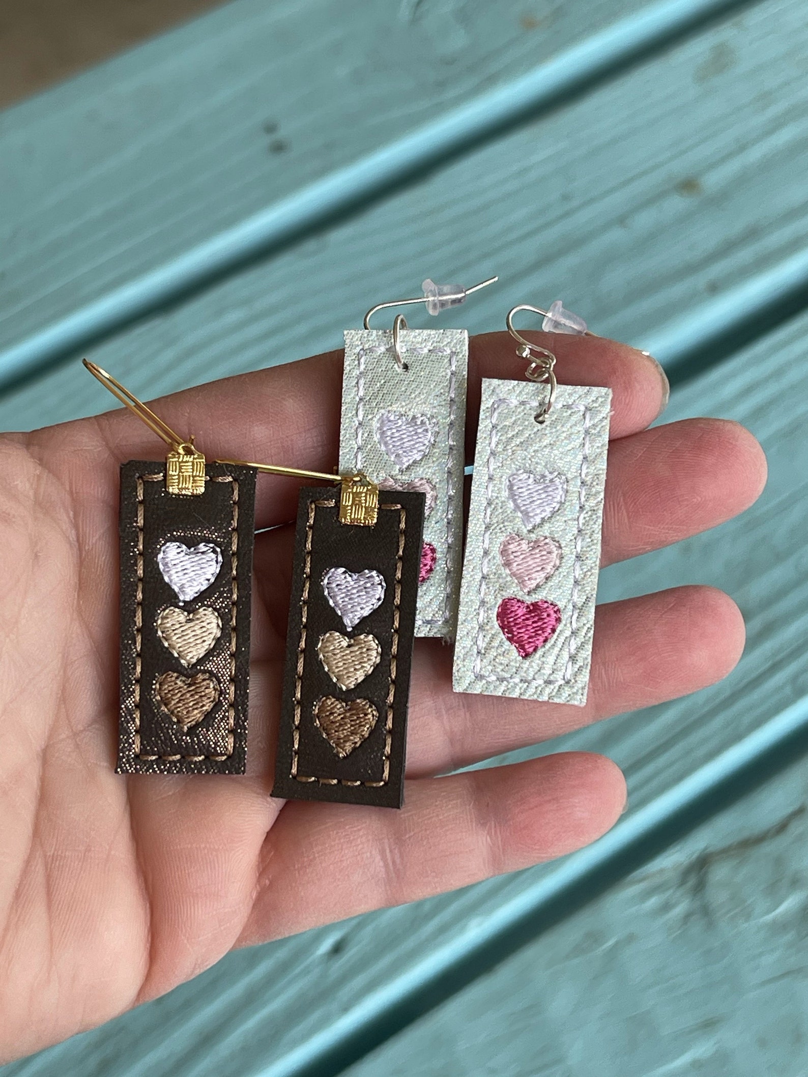 Ombre Heart Earrings Embroidery Design in the Hoop - Etsy