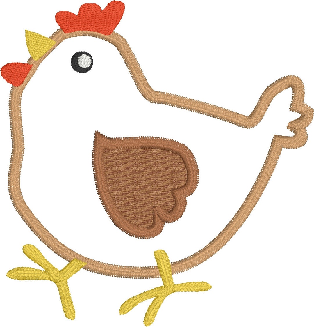 Cute Chicken Applique Design – Farm Animal Embroidery (4x4 5x7 6x10 ...