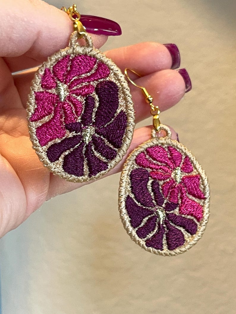 FSL Flower Earring Embroidery Design: Freestanding Lace (digital File ...