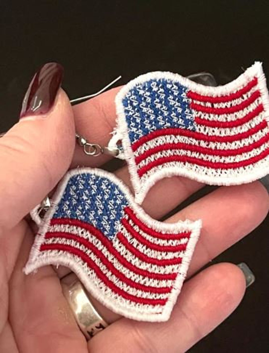 American Flag FSL Earrings: Machine Embroidery Design (digital Download ...