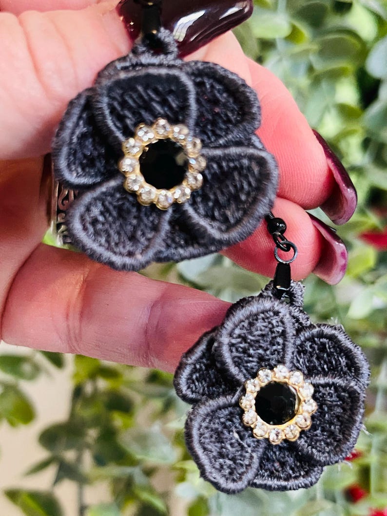 Emma Blossom FSL Rivet Earrings - in the Hoop Freestanding Lace ...