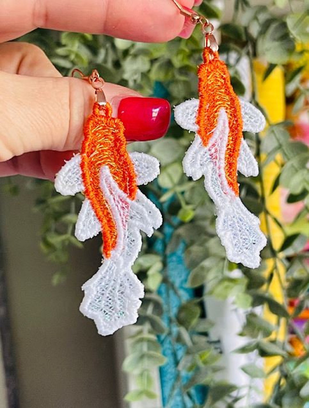 Koi Fish (carp) - in the Hoop Freestanding Lace Earrings -nautical - Cruise - FSL Earrings ...