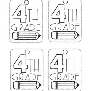 Grade School Tags and Eyelets - 4th Grade- 4x4 and 5x7 Hoops - 4 ...
