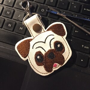 Puppy Snap Tab backpack Tag Embroidery Design Cute Pug Face - Etsy