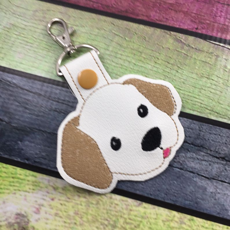 Puppy Snap Tab backpack Tag Embroidery Design Cute Dog | Etsy