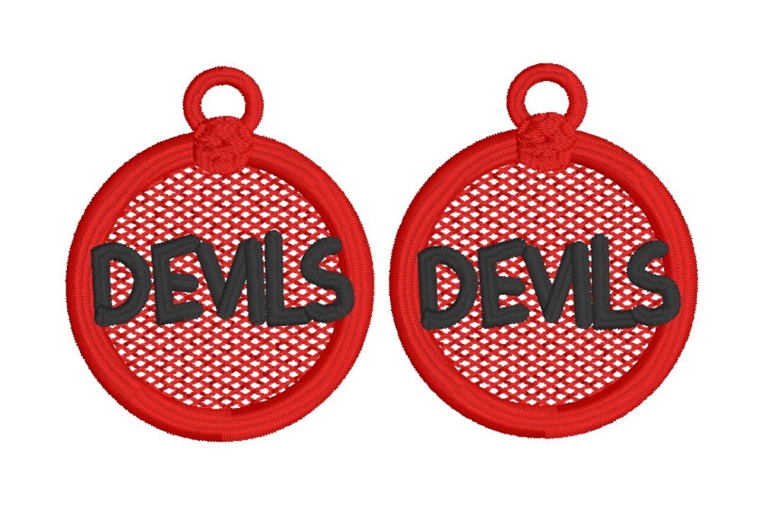 School Spirit - Devils FSL Earring Machine Embroidery Design File ...
