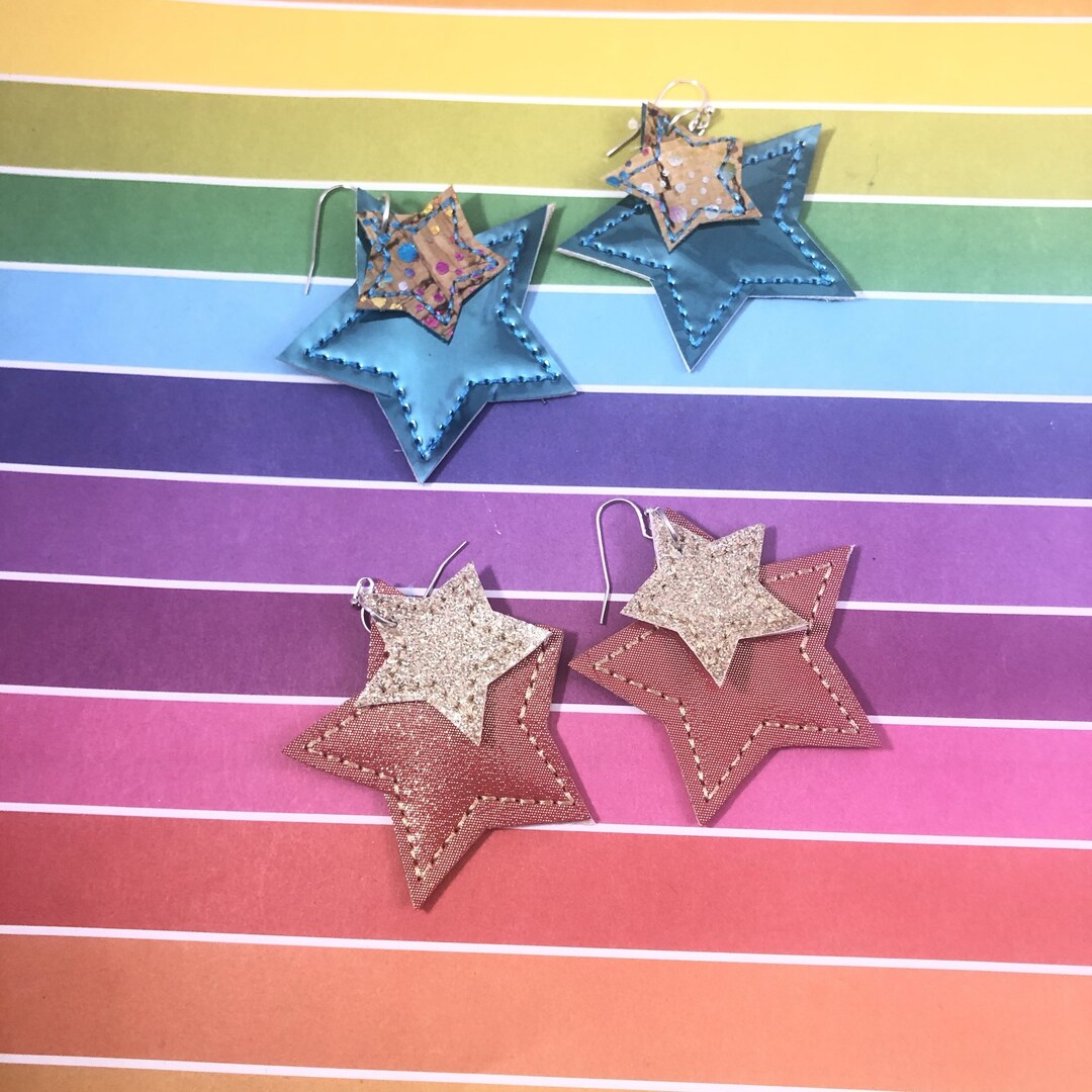 Star Earrings Embroidery Design for Vinyl and Leather - Machine ...