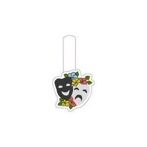Theater Drama Mask Snap Tab SET for 4x4 Hoops - Embroidery Design File ...