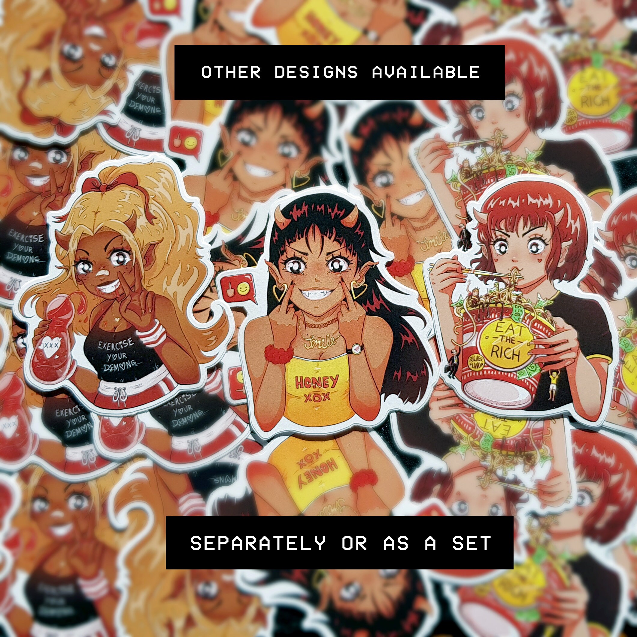 Demon Girl Smile Honey Sticker - Etsy