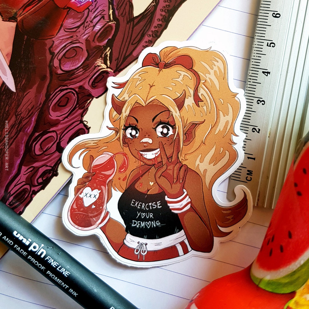 Demon Girl Exercise Your Demons Sticker - Etsy