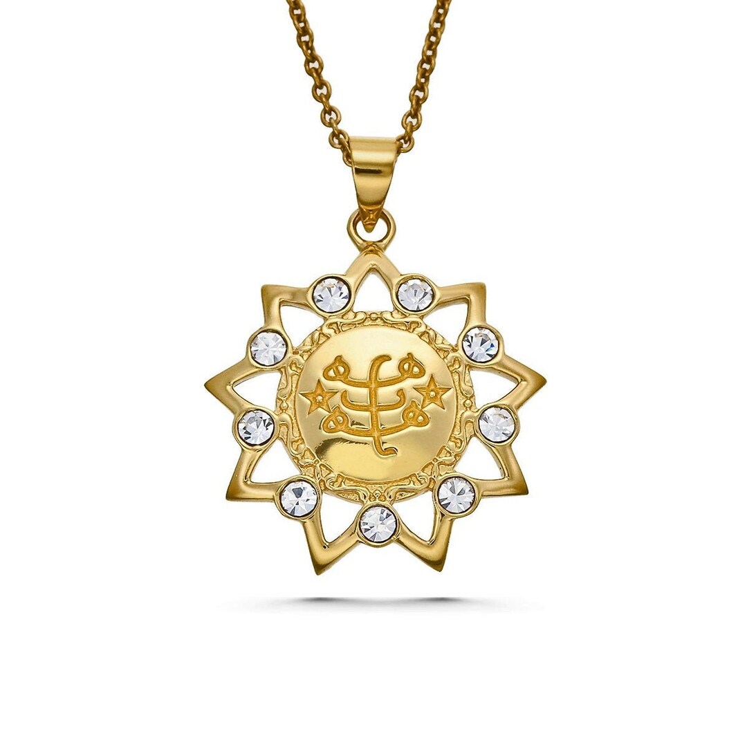Baha'i Lotus Ringstone Symbol Pendant Necklace, Gold Plating - Etsy