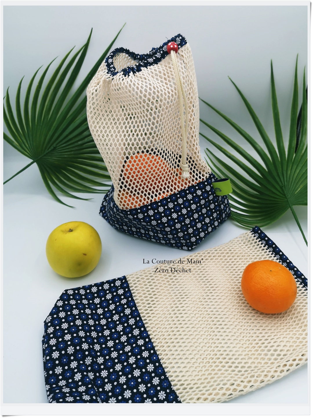 Mesh Bulk Bag With BLUE WHITE FLOWER Bottom - Etsy