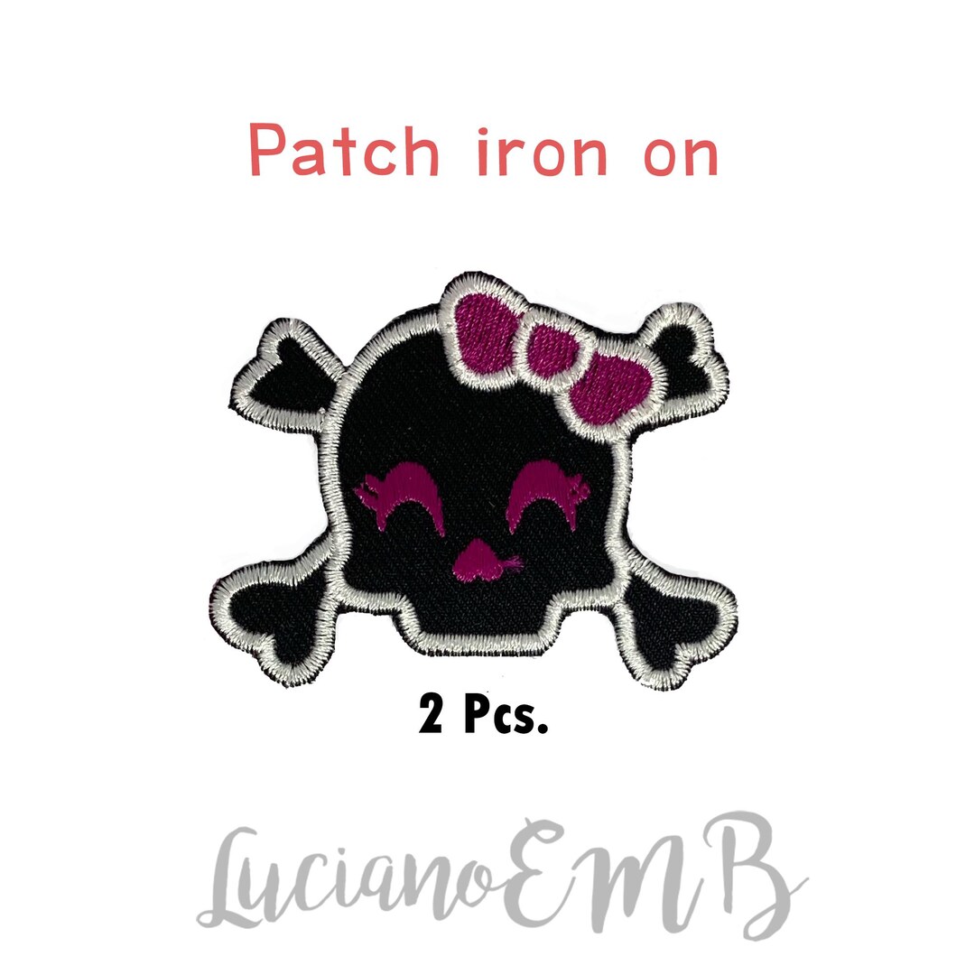 Cute Skull X2 Patch Iron on Embroidery Patch for Clothes Jeans ...