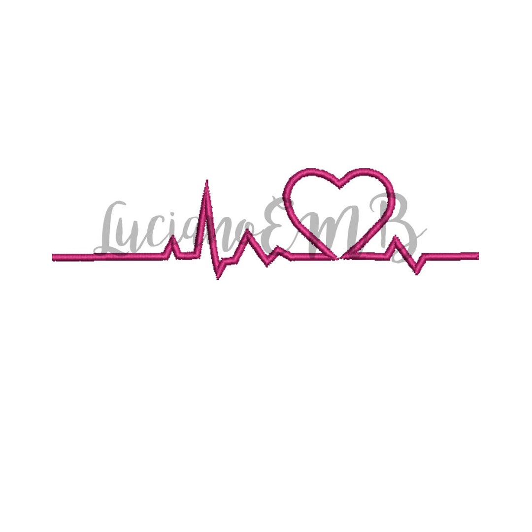 Heart Beat Embroidery Design-7 Sizes-8 Formats-design Instant Download ...