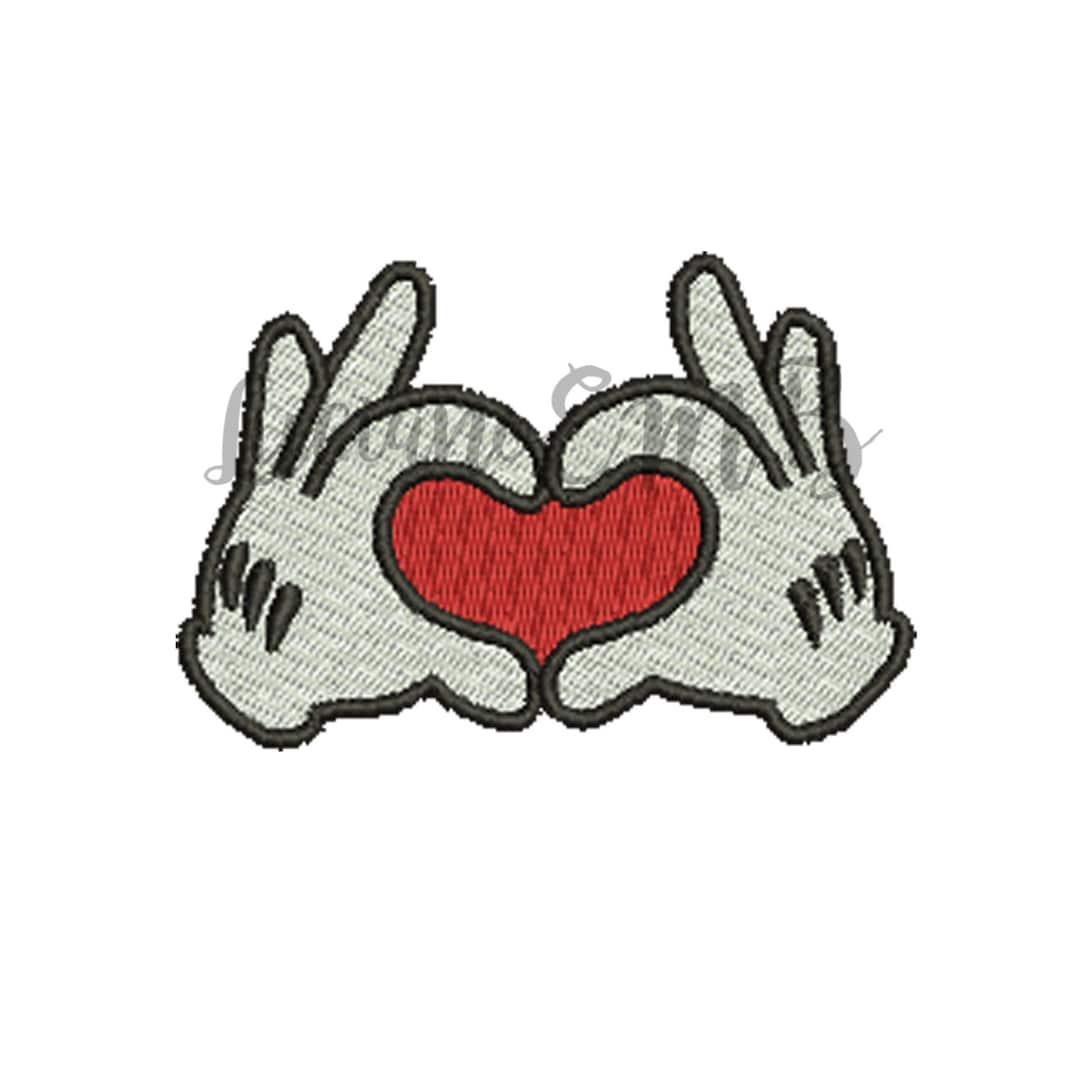 Mickey Hand Heart Embroidery Design-8 Sizes-8 Formats-design Instant ...