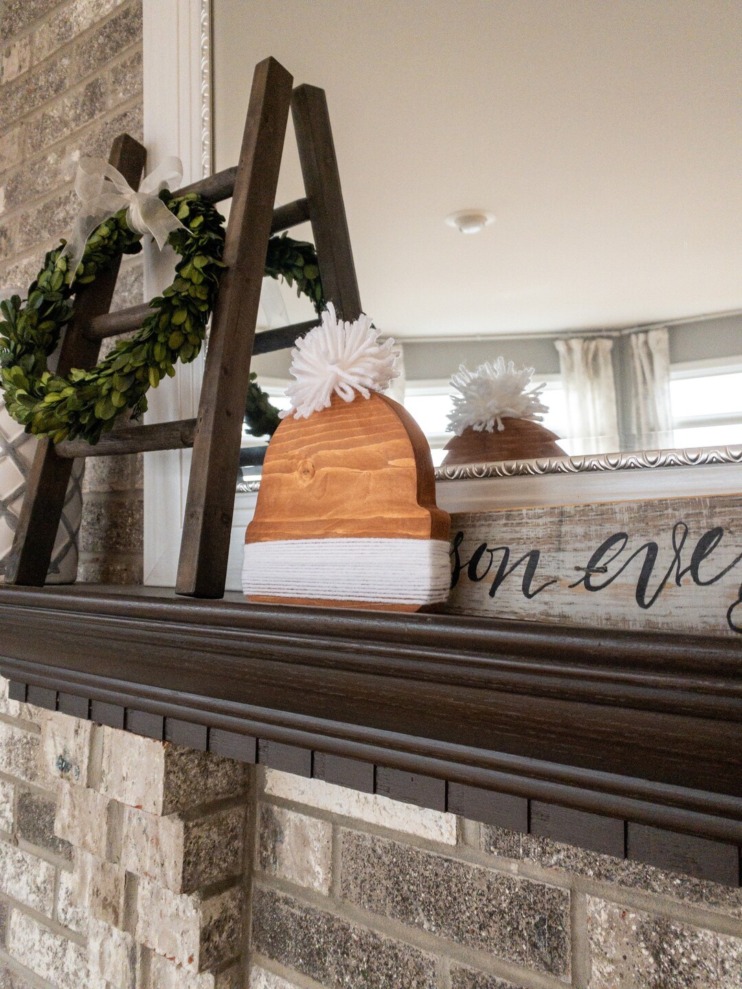 Winter Hat Wood Sign: Tier Tray Mantel Decor (5x6x1 Inches) - Etsy