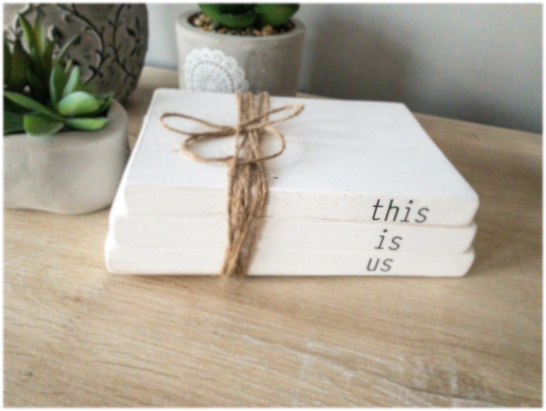 Wooden Book Stack, Decorative Book Set , Bookshelf Decor, This is Us ...