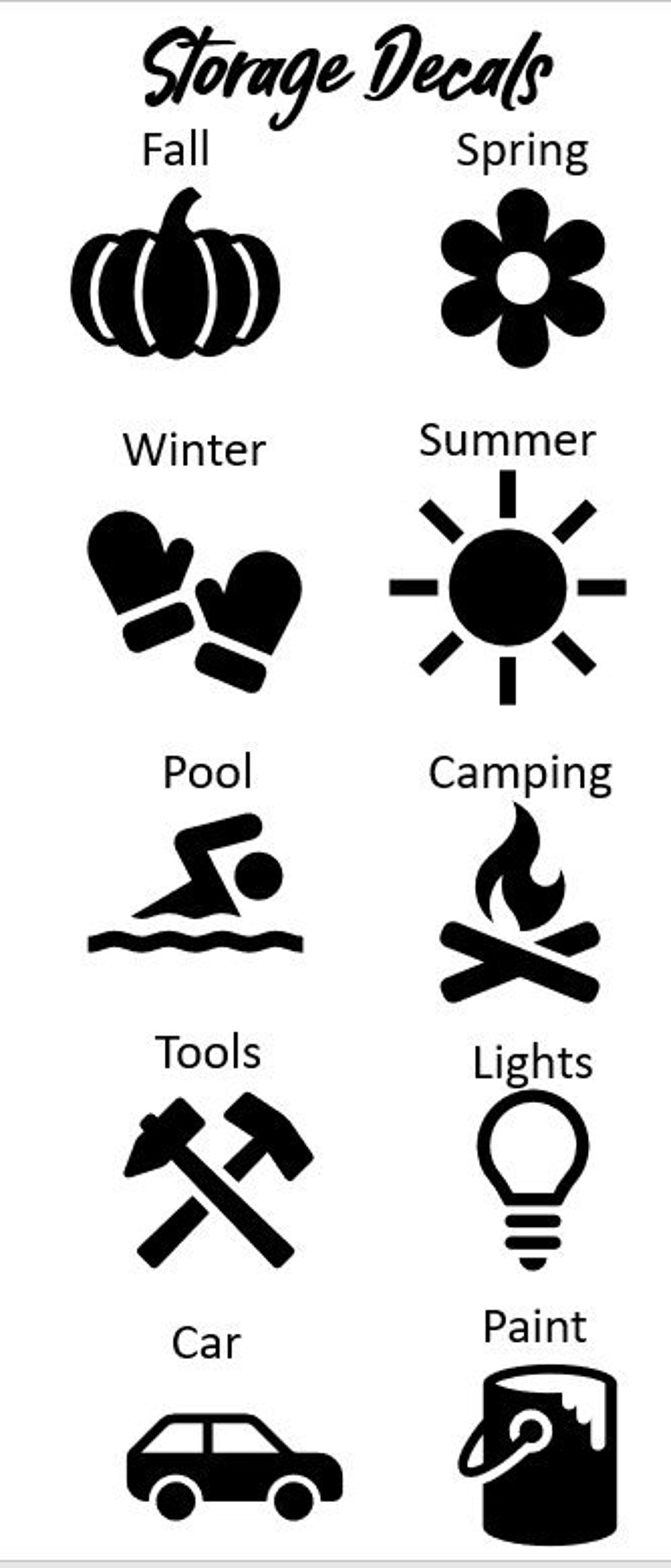 Garage Storage Decals: Seasonal Organization Labels - Etsy