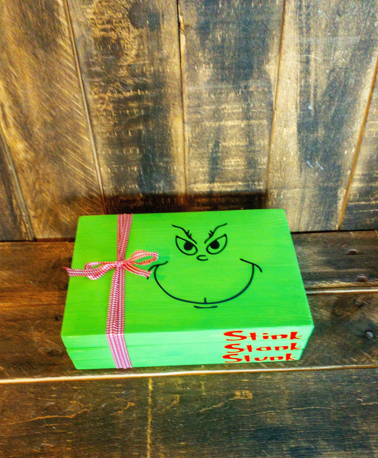 LARGE Grinch Christmas Book Stack Bookshelf Decor, Winter Christmas ...