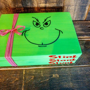 LARGE Grinch Christmas Book Stack Bookshelf Decor, Winter Christmas ...