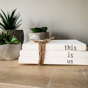 Wooden Book Stack, Decorative Book Set , Bookshelf Decor, This is Us ...