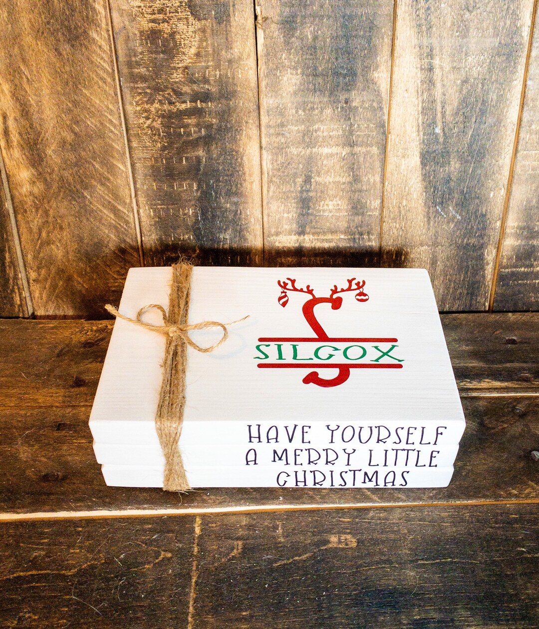 Christmas Book Stack Bookshelf Decor, Winter Decorative Books ...