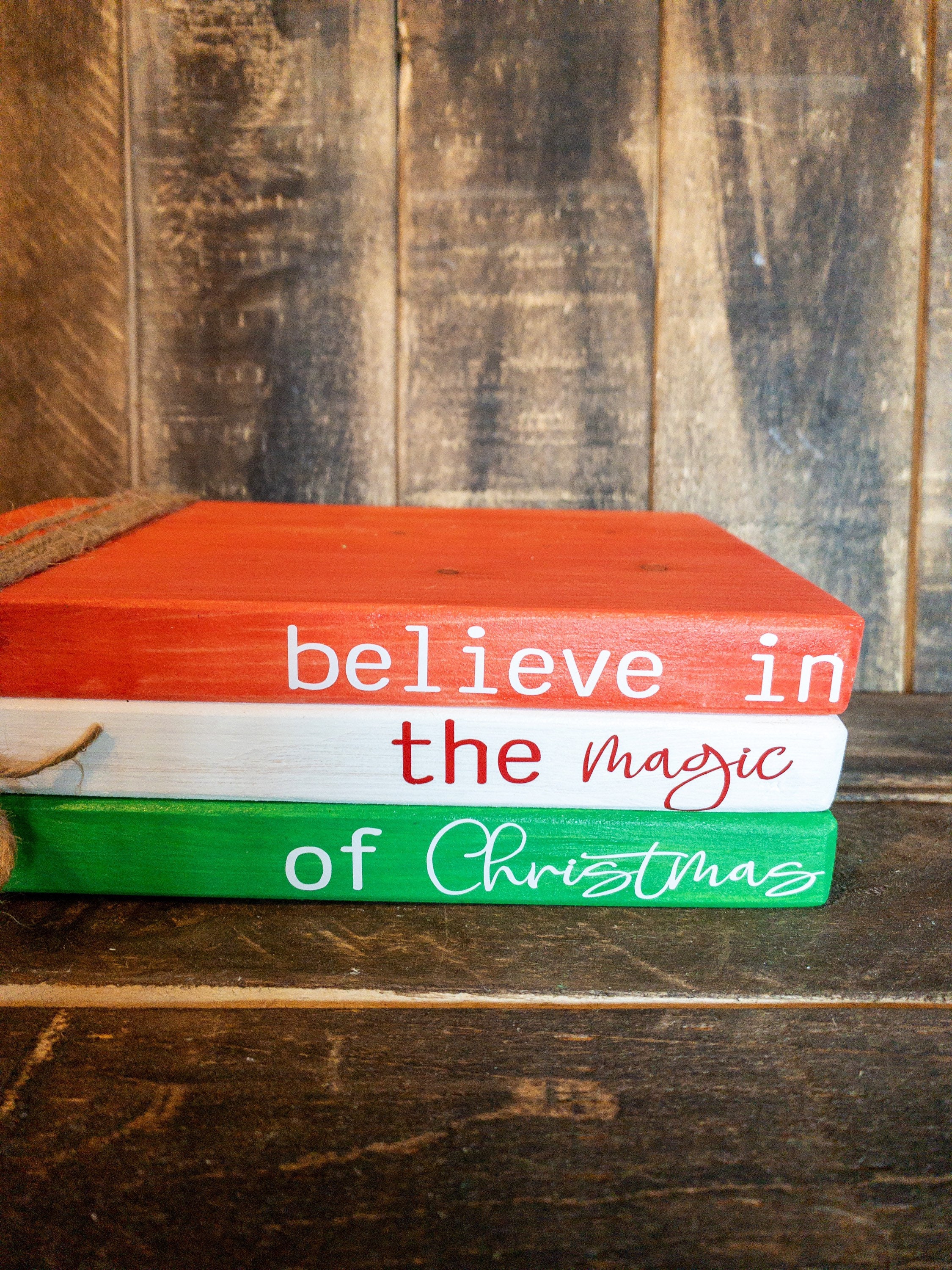 LARGE Christmas Book Stack Bookshelf Decor Winter Decorative - Etsy