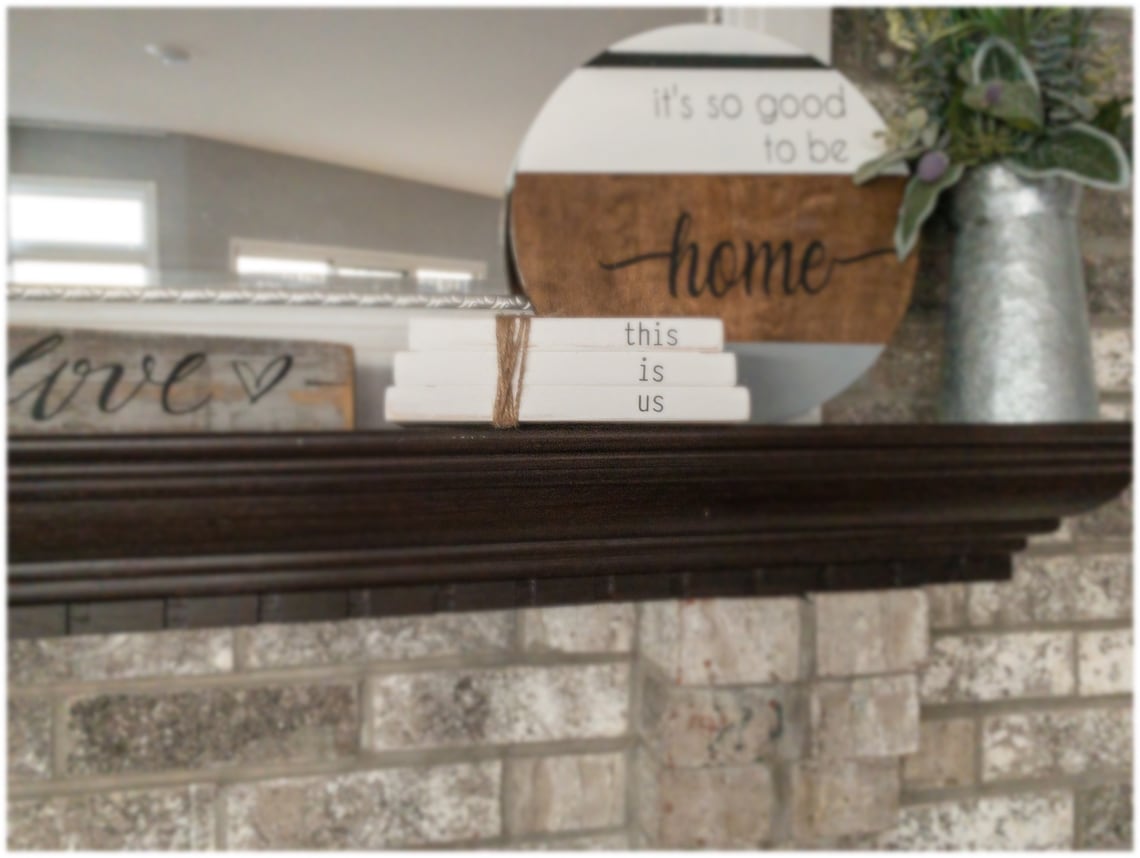Wooden Book Stack, Decorative Book Set , Bookshelf Decor, This is Us ...