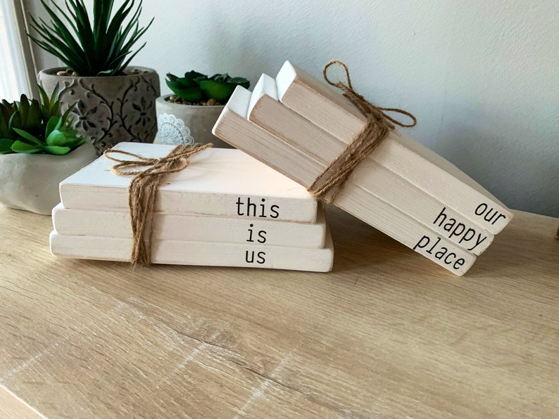 Wooden Book Stack Decorative Book Set Bookshelf Decor This - Etsy