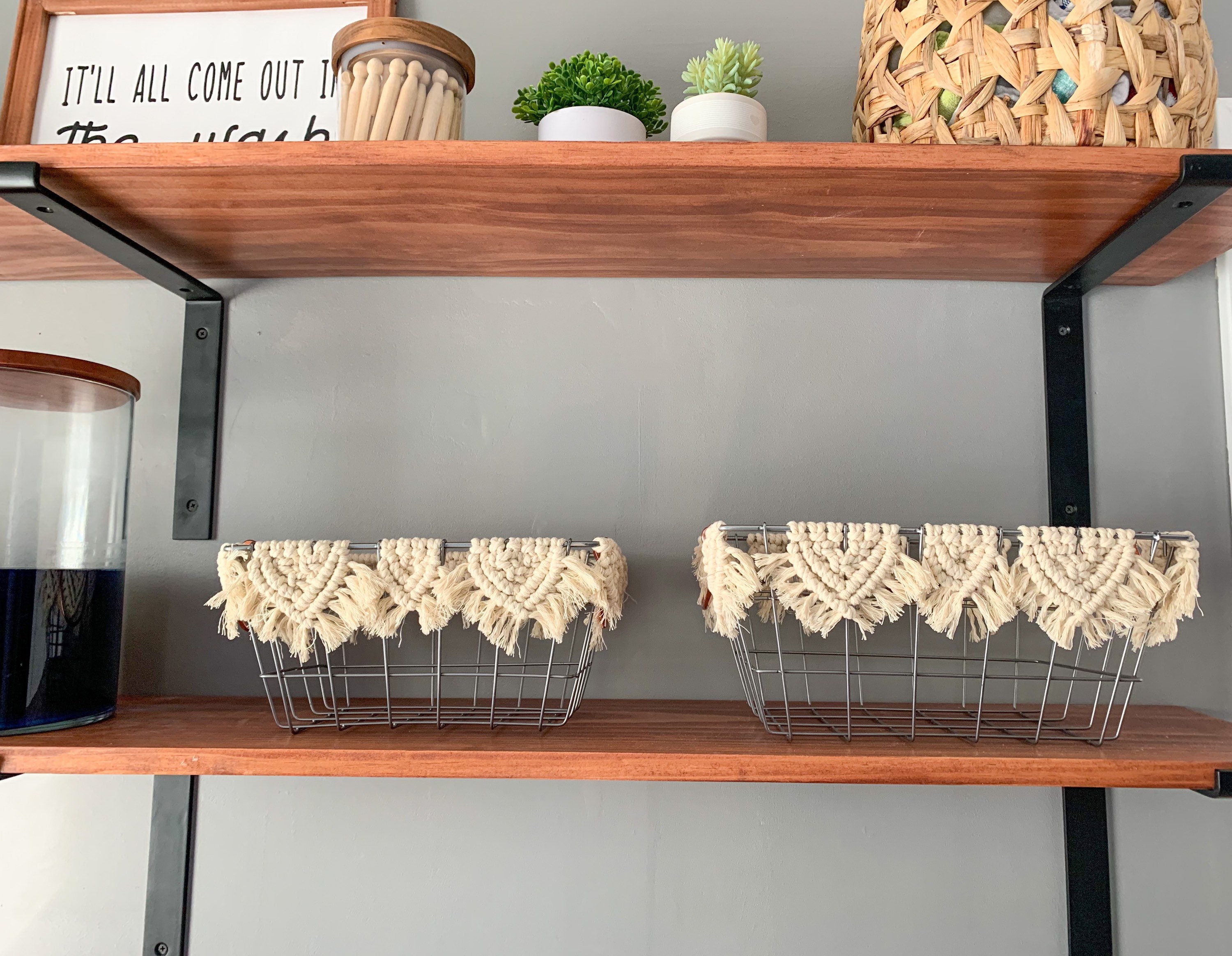 Macrame basket wire basket macrame organization macrame | Etsy