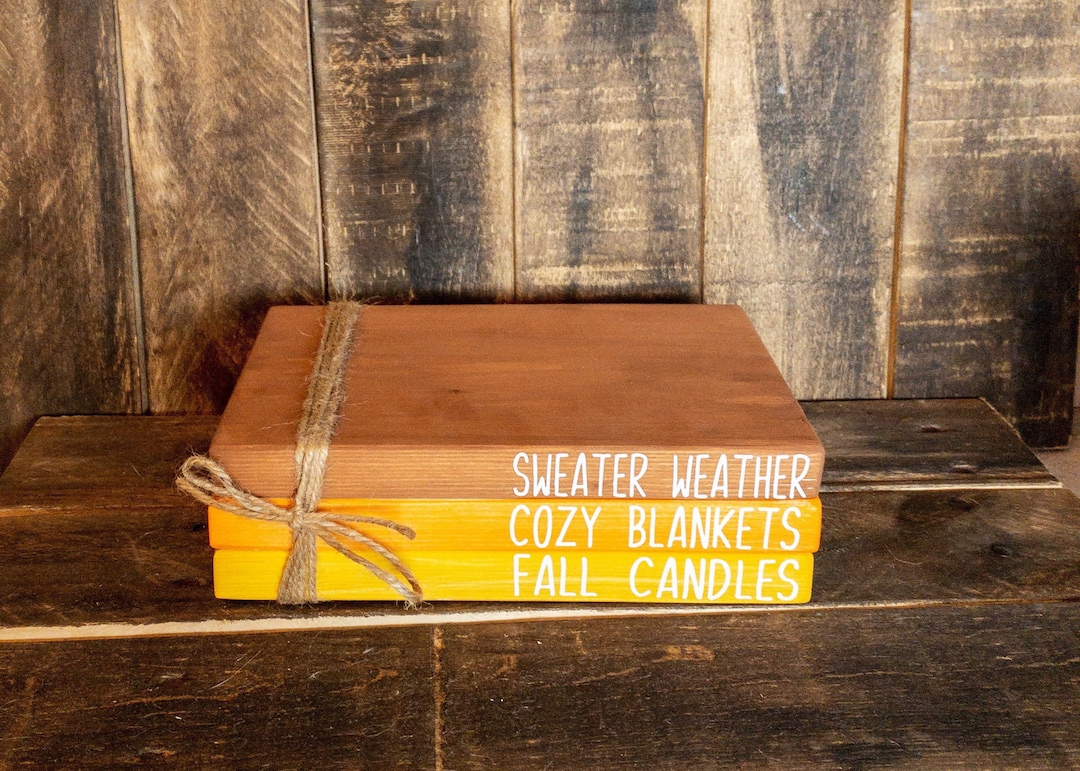 LARGE Fall Book Stack Bookshelf Decor, Fall Thanksgiving Decorative ...