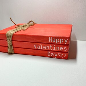 Valentines LARGE Book Stack, Valentines Day Wooden Book, Wooden Book ...