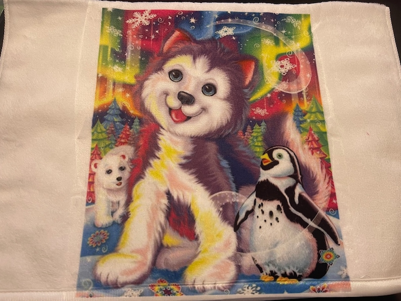 Inspired Husky/dolphin Lisa Frank Towels | Etsy